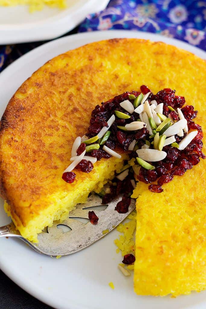 Persian Savory Saffron Cake - Tahchin [Video] • Unicorns in the Kitchen