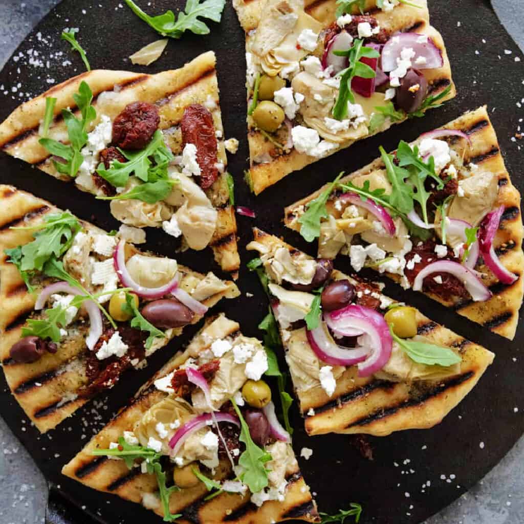 Mediterranean Grilled Pizza Recipe • Unicorns in the Kitchen