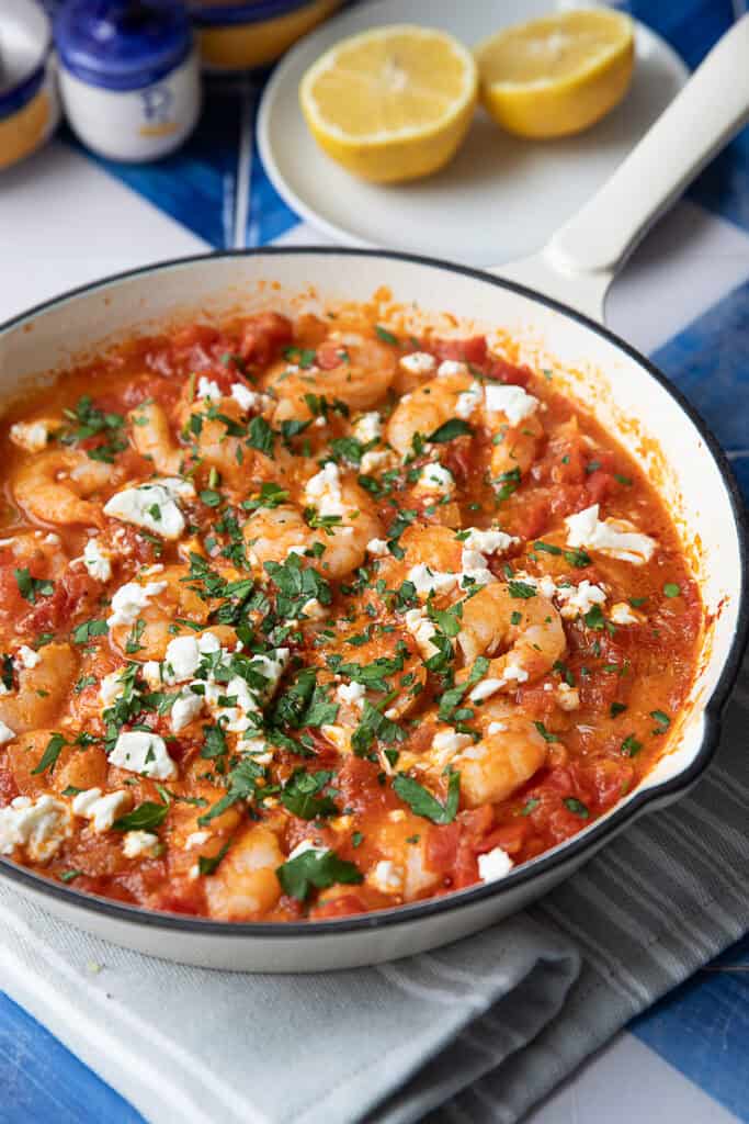 Shrimp Saganaki (Greek Shrimp with Tomatoes) • Unicorns in the Kitchen