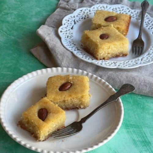 Basbousa (Middle Eastern Semolina Cake) • Unicorns in the Kitchen